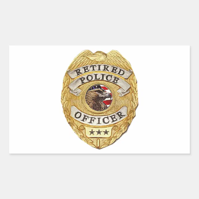 Police_Badge_Retired Rectangular Sticker | Zazzle