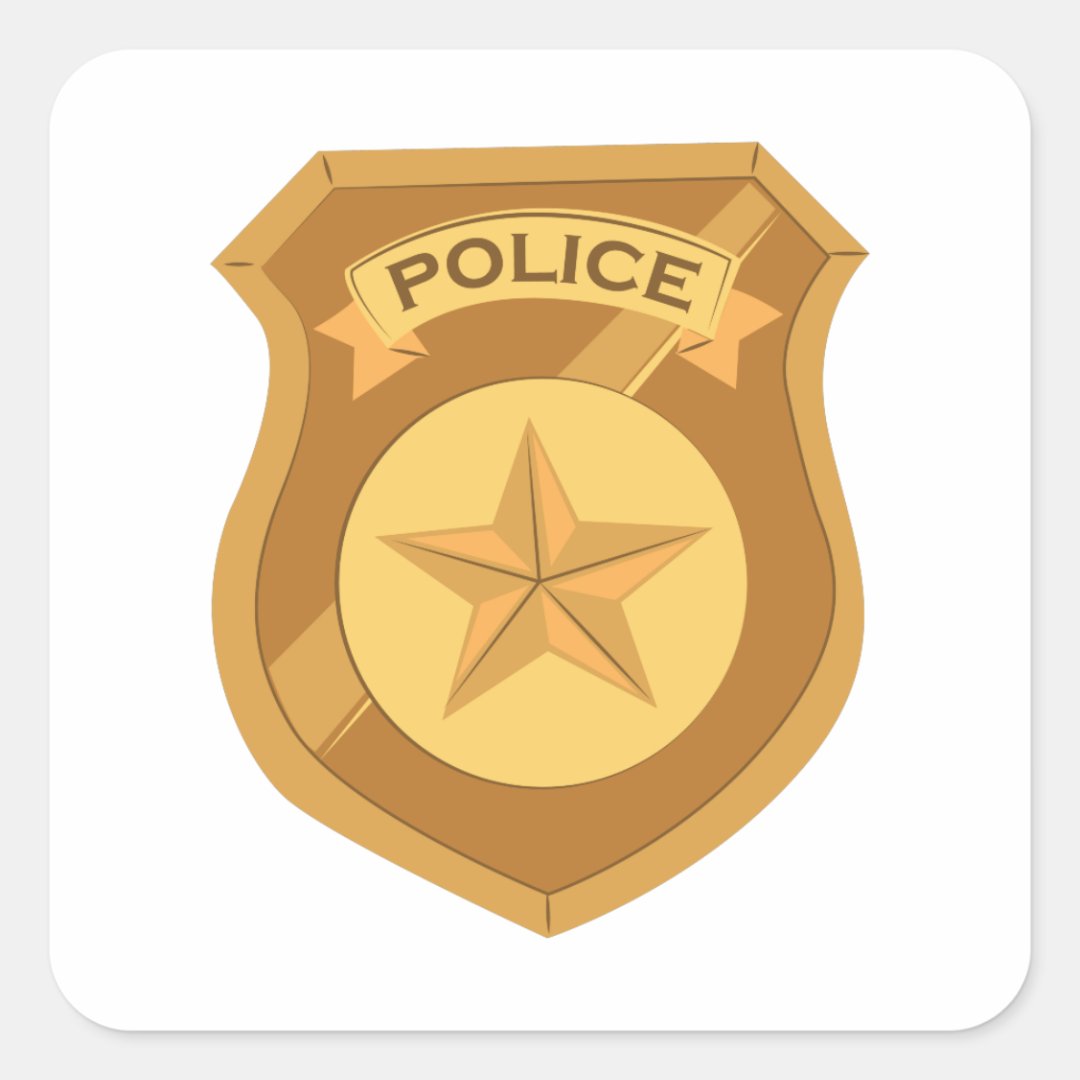 Police Badge Square Sticker | Zazzle
