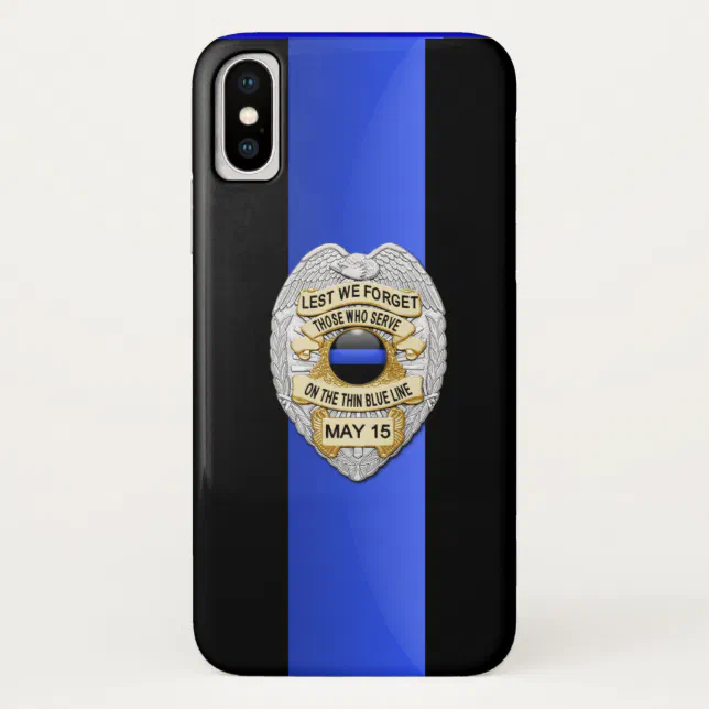 Police Badge - Thin Blue Line Case-Mate iPhone Case | Zazzle