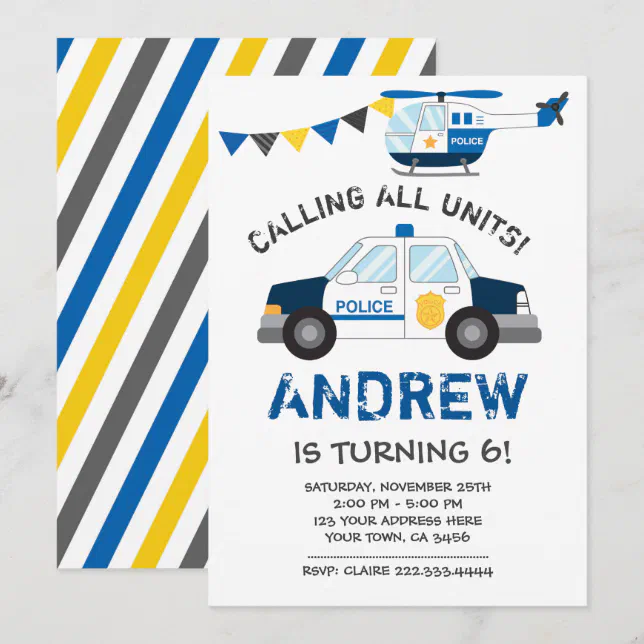 Police Birthday Invitation | Zazzle