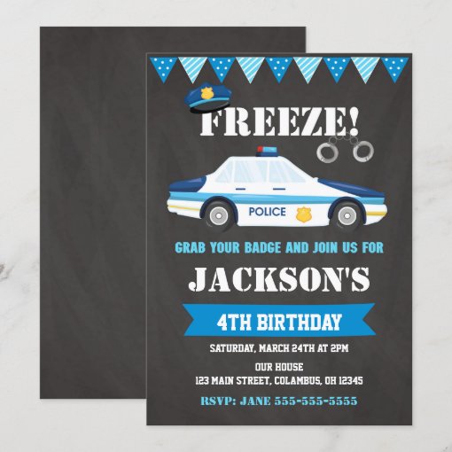 Police Birthday Invitation Police Invites | Zazzle