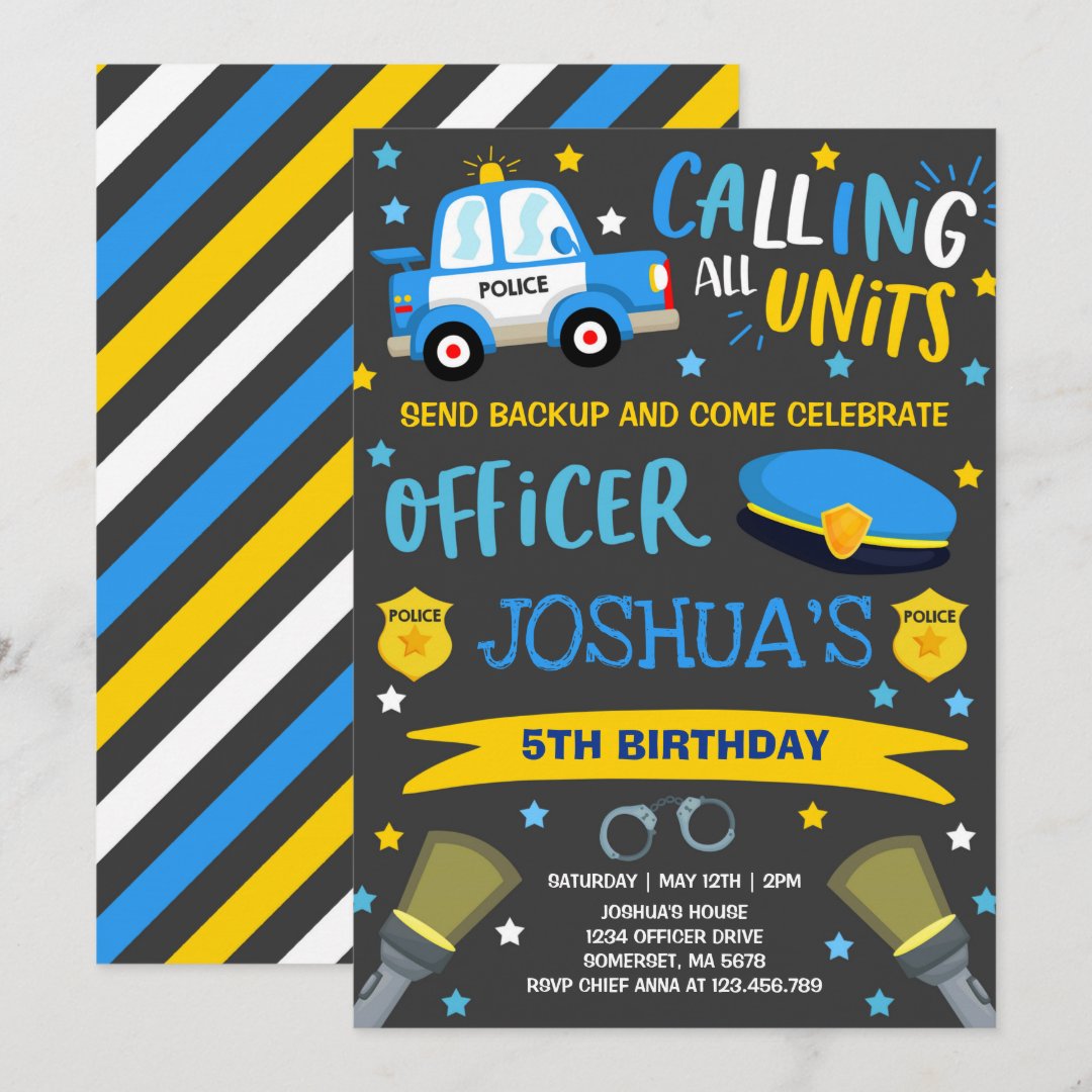 Police Birthday Invitation Police Officer Party | Zazzle