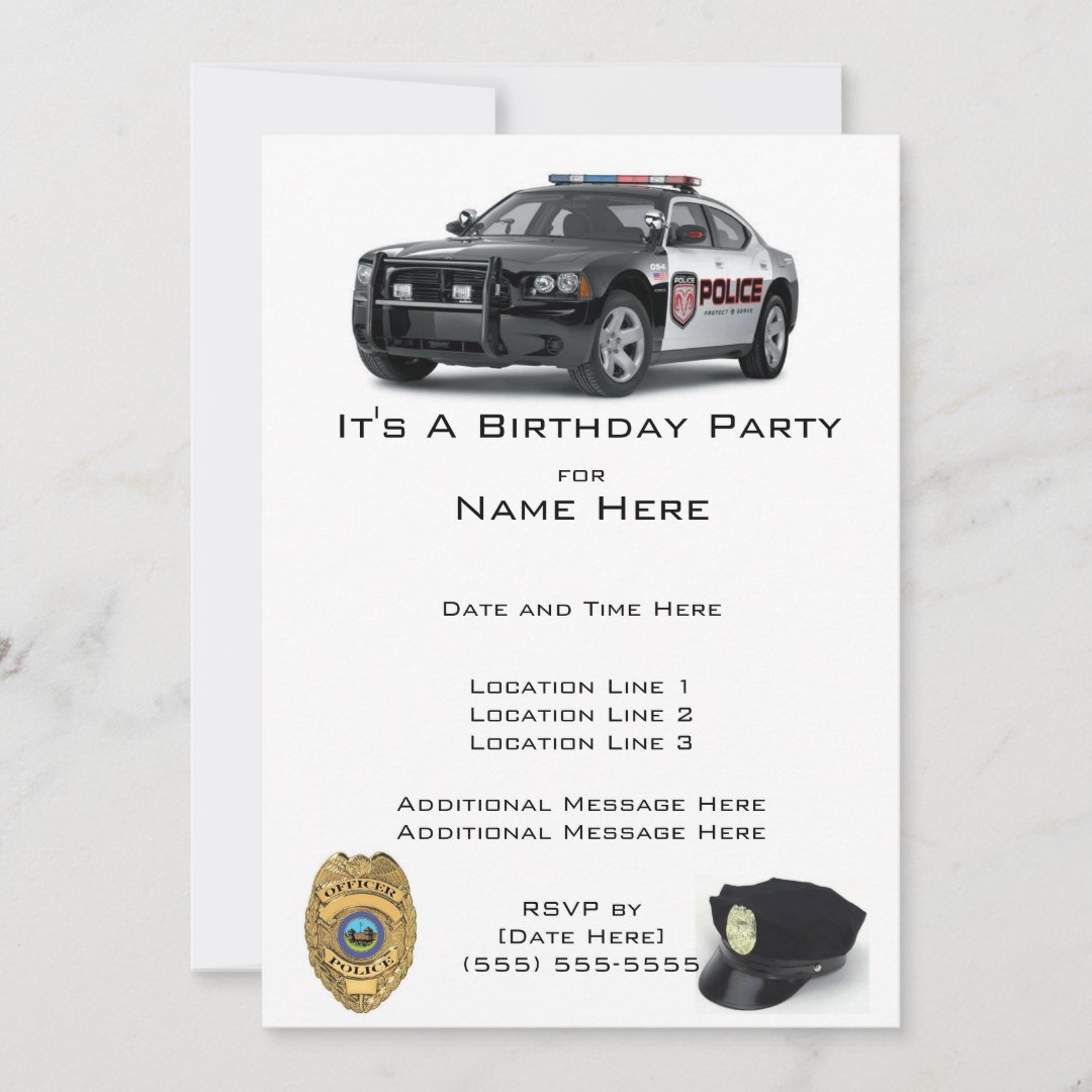 Police Birthday Invitations | Zazzle