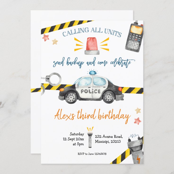 Police Birthday Party Invitation | Zazzle