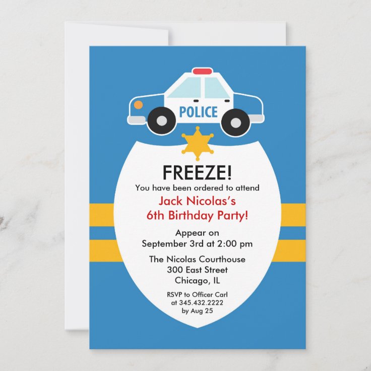 Police Birthday Party Invitation | Zazzle