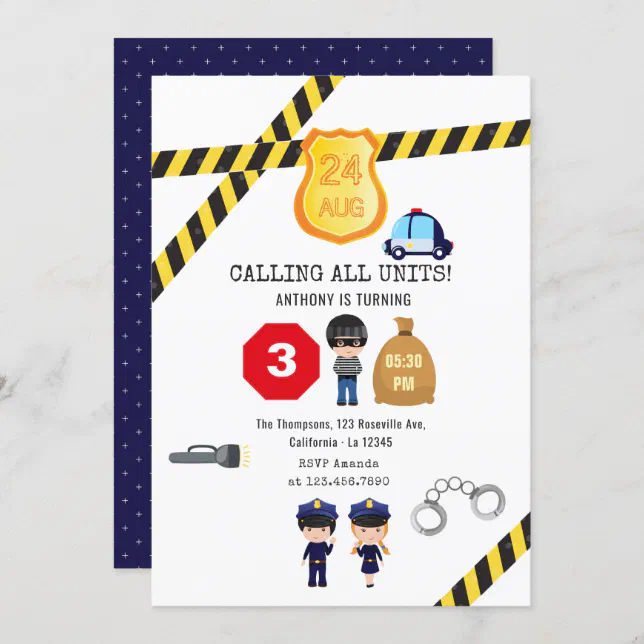 Police Birthday Party Invitation | Zazzle