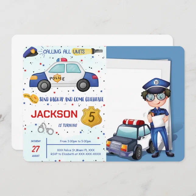 Police Birthday Photo Invitation | Zazzle