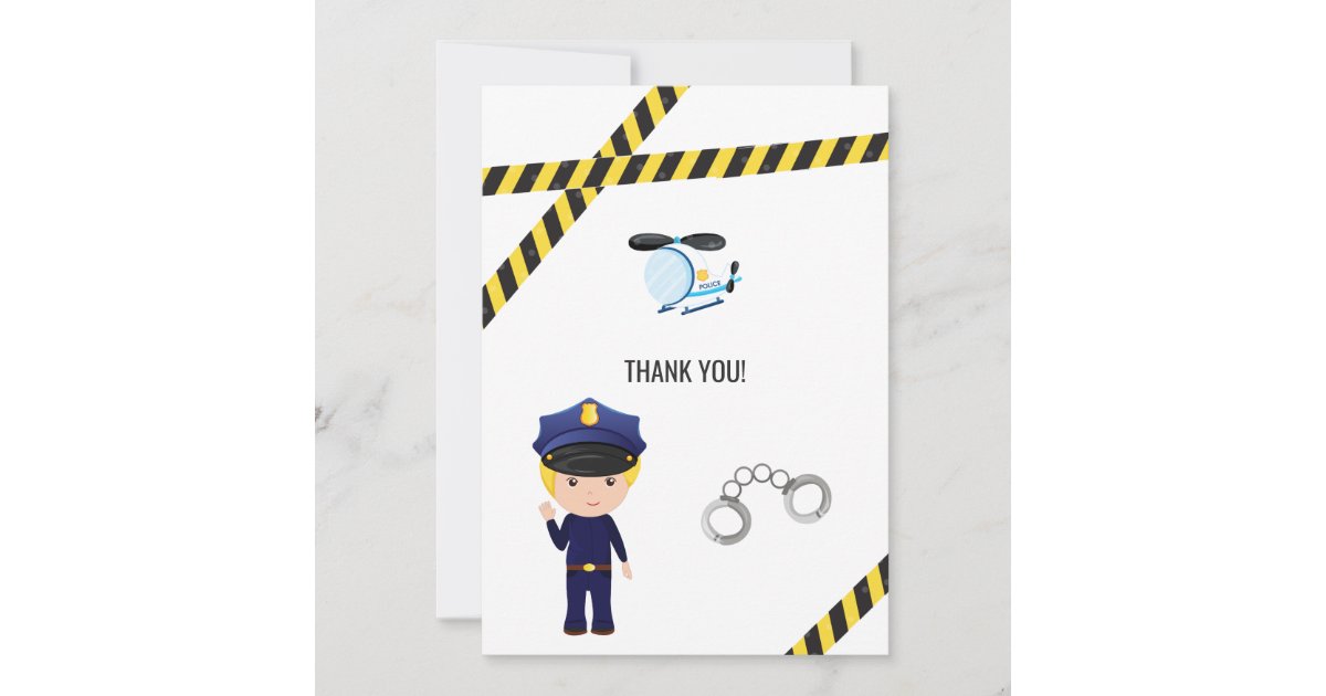 Police Birthday Thank You Card | Zazzle