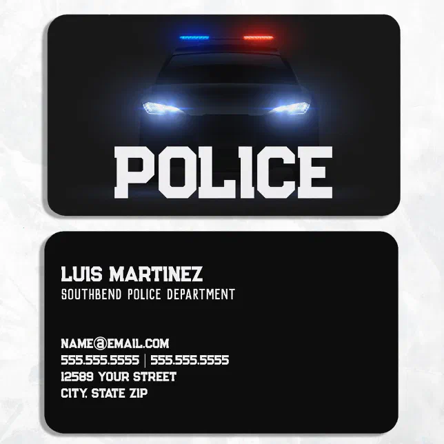Police Black Business Card | Zazzle
