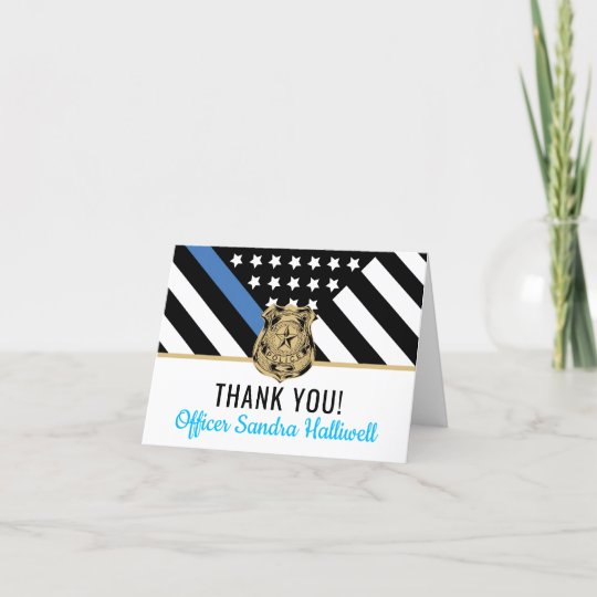 Police Blue Line American Flag First Responder Thank You Card | Zazzle.com