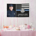 Police Blue Line Flag Congrats Photo Retirement Banner | Zazzle