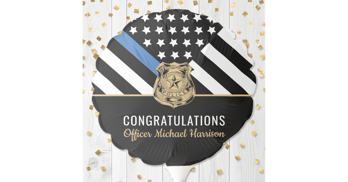 Police Blue Line Flag Congratulations Graduation Balloon | Zazzle