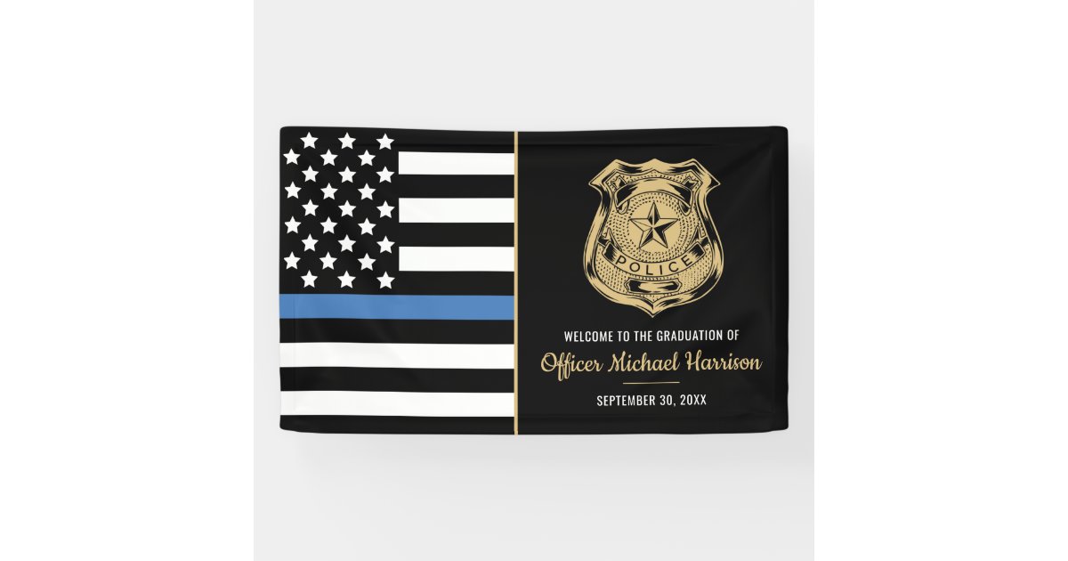Police Blue Line Flag Congratulations Graduation Banner | Zazzle