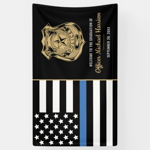 Police Blue Line Flag Congratulations Graduation Banner | Zazzle