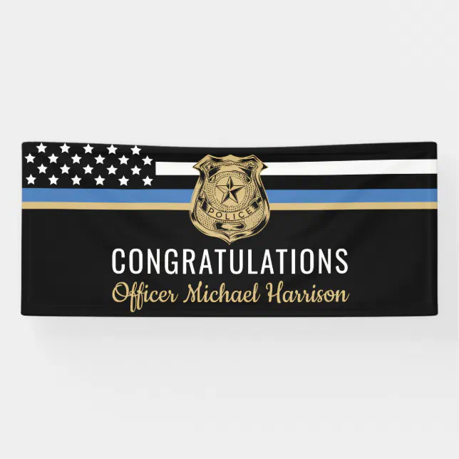 Police Blue Line Flag Congratulations Graduation Banner | Zazzle
