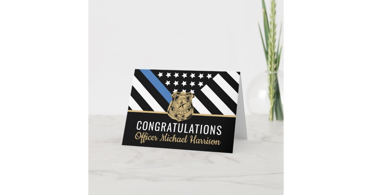 Police Blue Line Flag Congratulations Graduation Card | Zazzle