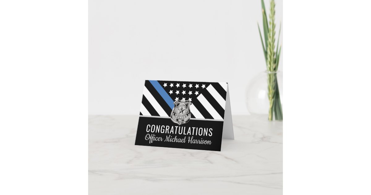 Police Blue Line Flag Congratulations Graduation Card | Zazzle