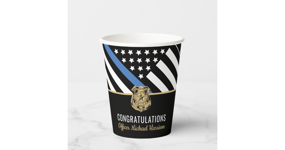 Police Blue Line Law Enforcement Graduation Party Paper Cups | Zazzle