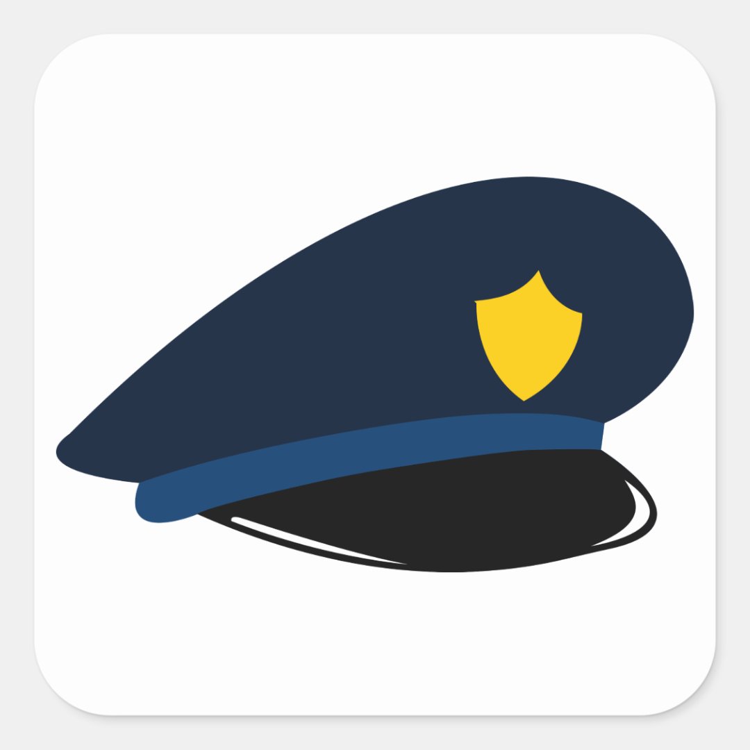 Police Cap Square Sticker | Zazzle