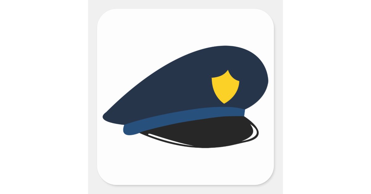Police Cap Square Sticker | Zazzle