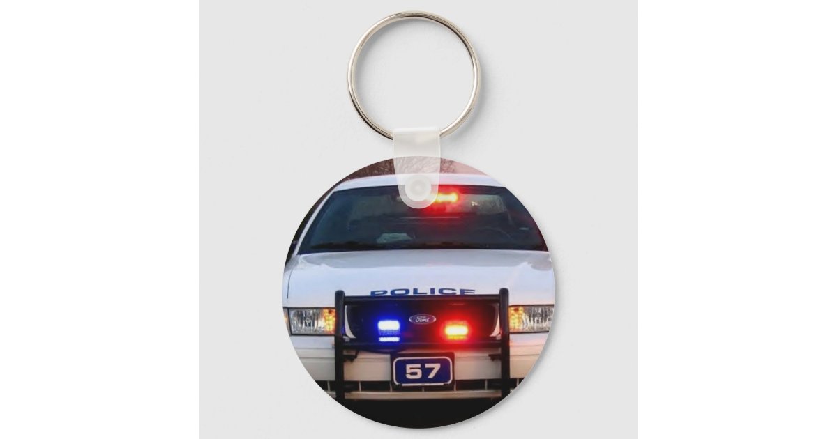 POLICE CAR - all lit up Keychain | Zazzle