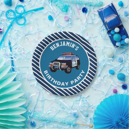 Police Car Birthday Party Paper Plates | Zazzle