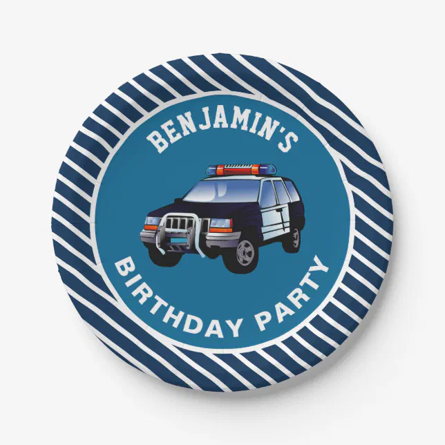 Police Car Birthday Party Paper Plates | Zazzle