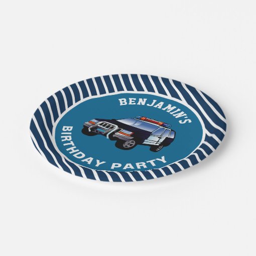 Police Car Birthday Party Paper Plates | Zazzle