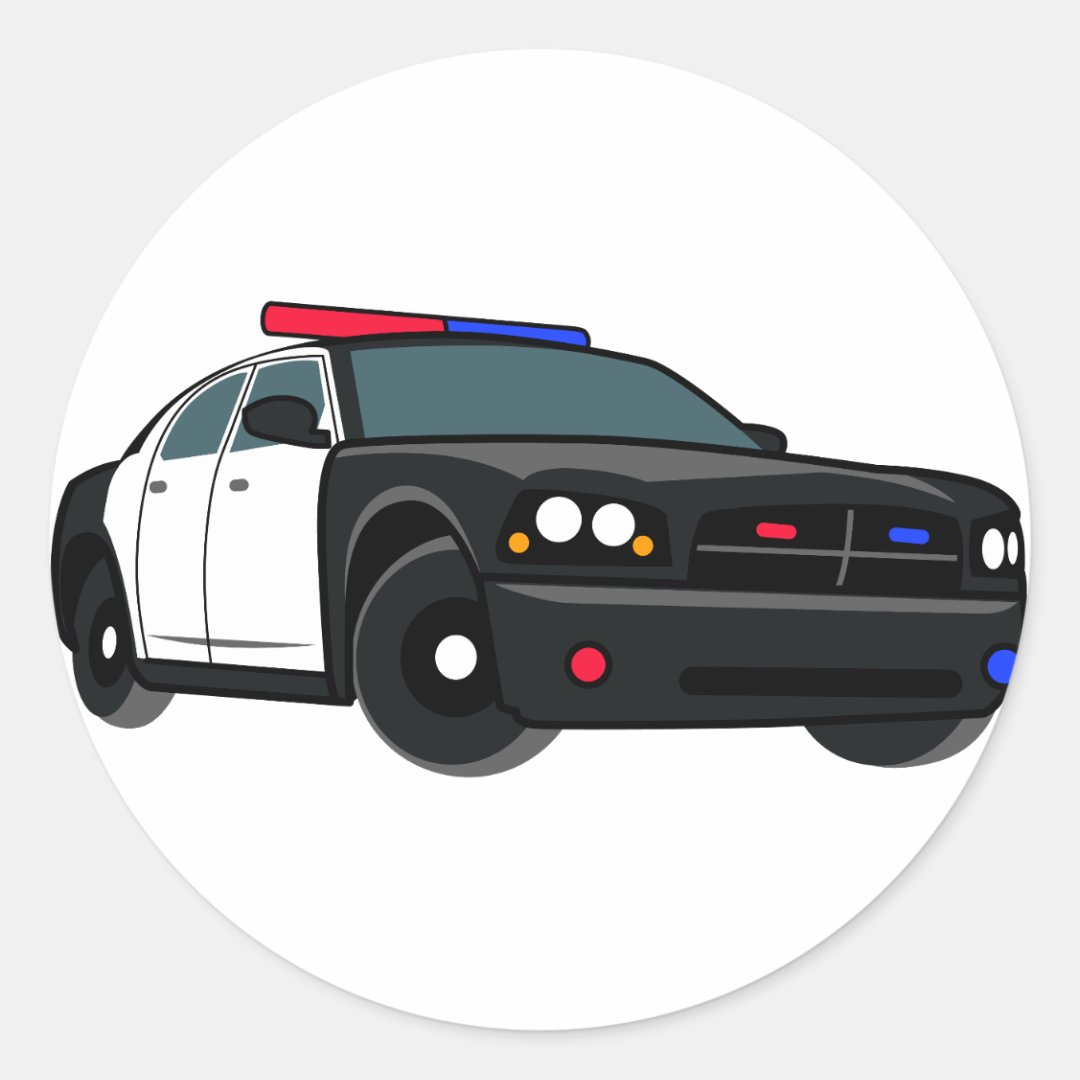 Police Car Classic Round Sticker | Zazzle