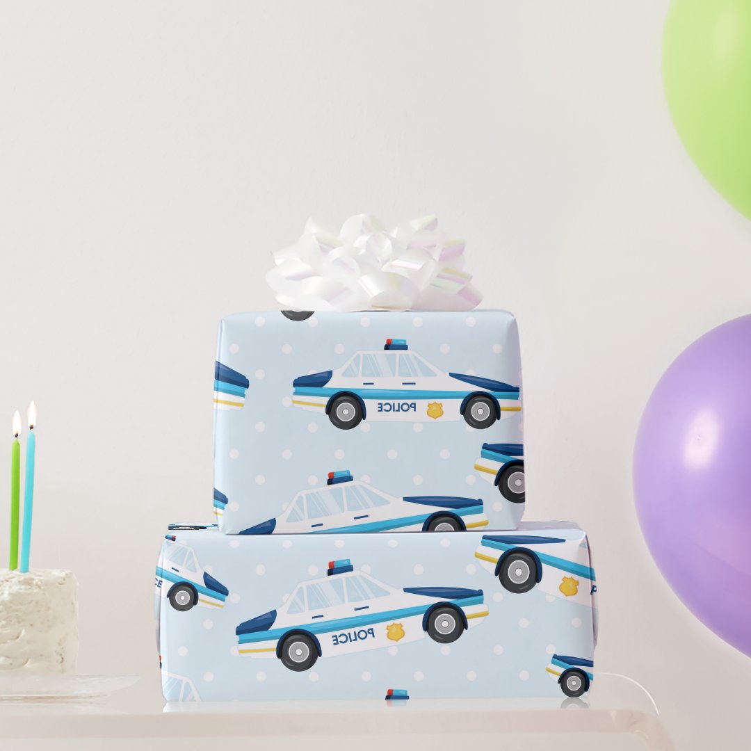 Police car pattern fun Party wrapping paper | Zazzle