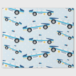 Police car pattern fun Party wrapping paper | Zazzle