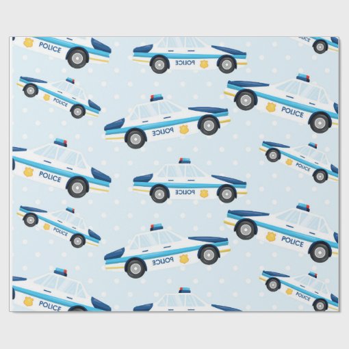 Police car pattern fun Party wrapping paper | Zazzle