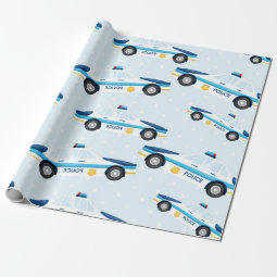 Police car pattern fun Party wrapping paper | Zazzle