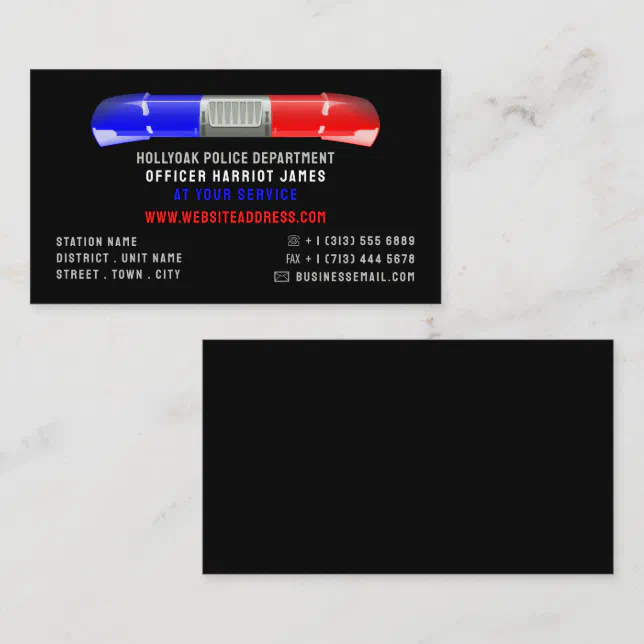 Police Car Siren, Police Officer, Law Enforcement Business Card | Zazzle