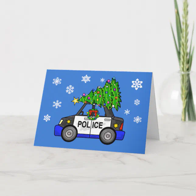 Police Car with Christmas Tree Greeting Card | Zazzle