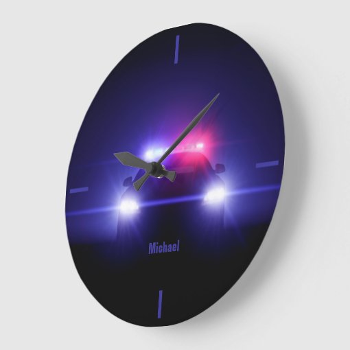 Police Car With Full Lights Wall Clock | Zazzle