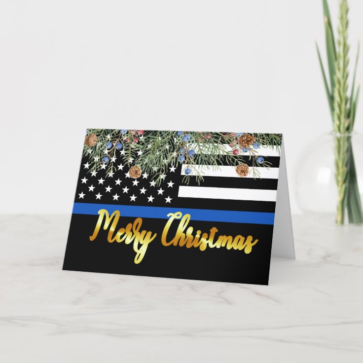 Police Christmas Thin Blue Line Law Enforcement Holiday Card | Zazzle