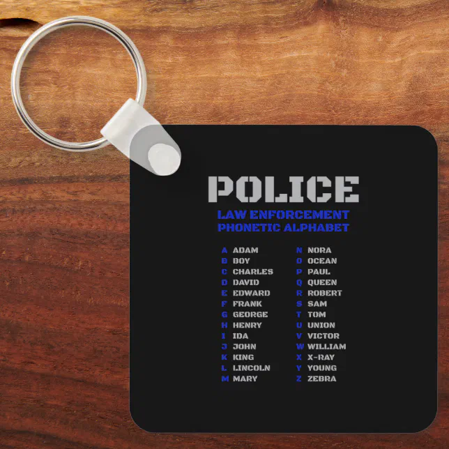 Police Code Law Enforcement Phonetic Alphabet Keychain | Zazzle