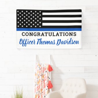Police Congratulations Graduation Thin Blue Line Banner | Zazzle