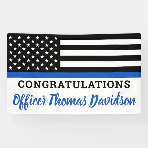 Police Congratulations Graduation Thin Blue Line Banner | Zazzle