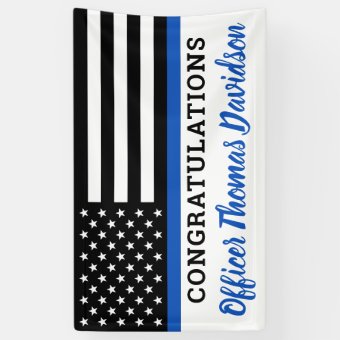 Police Congratulations Graduation Thin Blue Line Banner | Zazzle