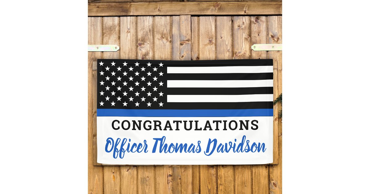 Police Congratulations Graduation Thin Blue Line Banner | Zazzle