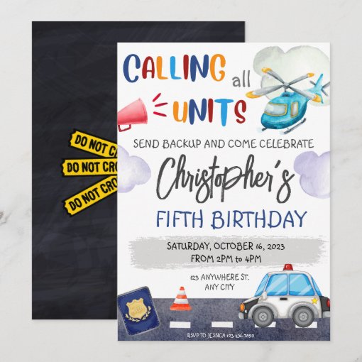 Police Cop Policeman Birthday Party Invitation | Zazzle