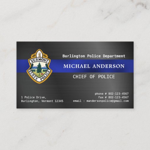Police Custom Logo Metallic Law Enforcement Business Card | Zazzle