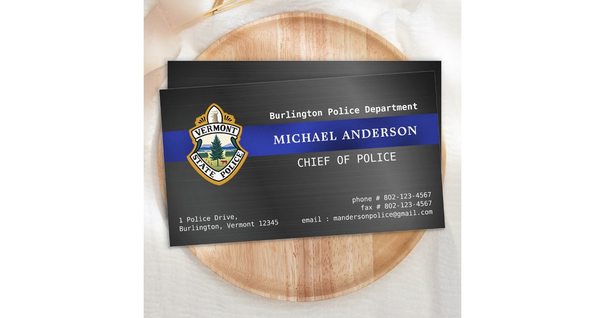 Police Custom Logo Metallic Law Enforcement Business Card | Zazzle