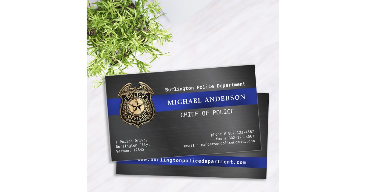 Police Custom Logo Metallic QRCode Law Enforcement Business Card | Zazzle