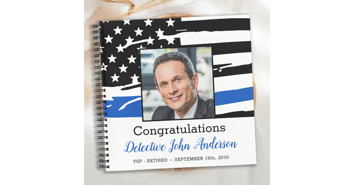 Police Custom Photo Retirement Party Guest Book | Zazzle