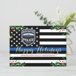 Police Department Christmas Thin Blue Line Holiday Card | Zazzle