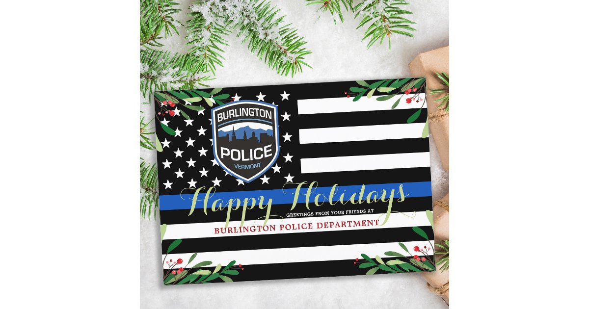 Police Department Christmas Thin Blue Line Holiday Card | Zazzle