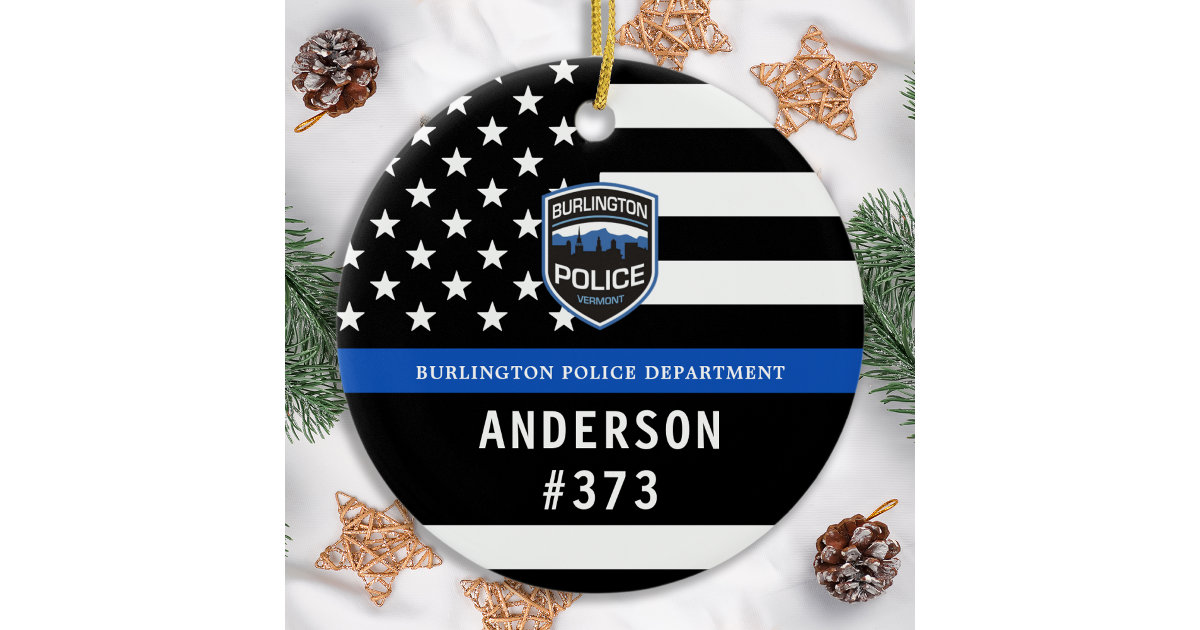 Police Department Custom Logo Blue Law Enforcement Ceramic Ornament ...